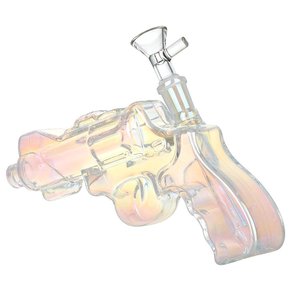 Revolver Handgun Electroplated Glass Bong - 8 IN - World of Bongs