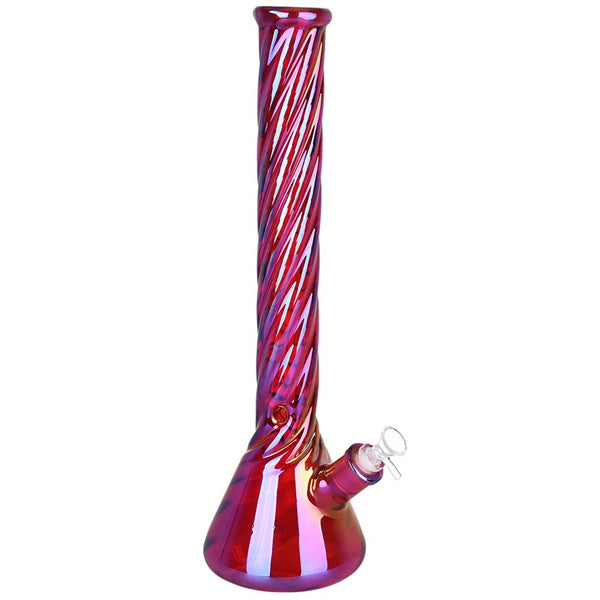 XXL Red Spiral Neck Glass Beaker Bong - World of Bongs