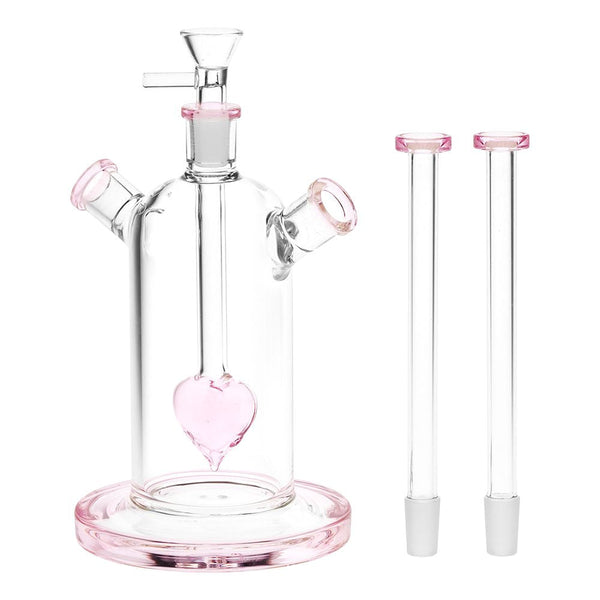 Date Night Heart Perc Dual Neck Glass Bong | Couple Valentines Bong ...