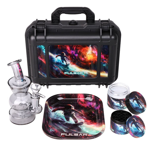 Hard Case Glass Bong Travel Set – Pulsar Design Series - World of Bongs