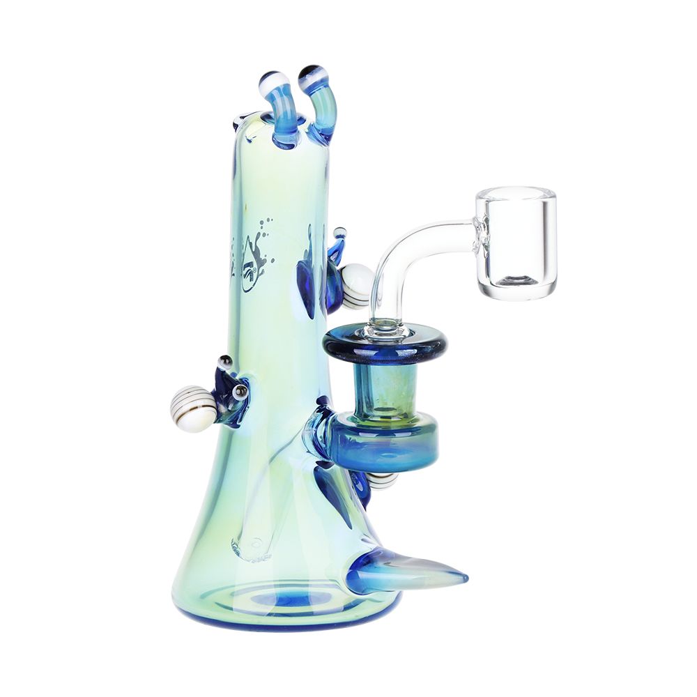 Iridescent Snail Smoochies Glass Dab Rig | 6 Inch Mini Rig - World of Bongs