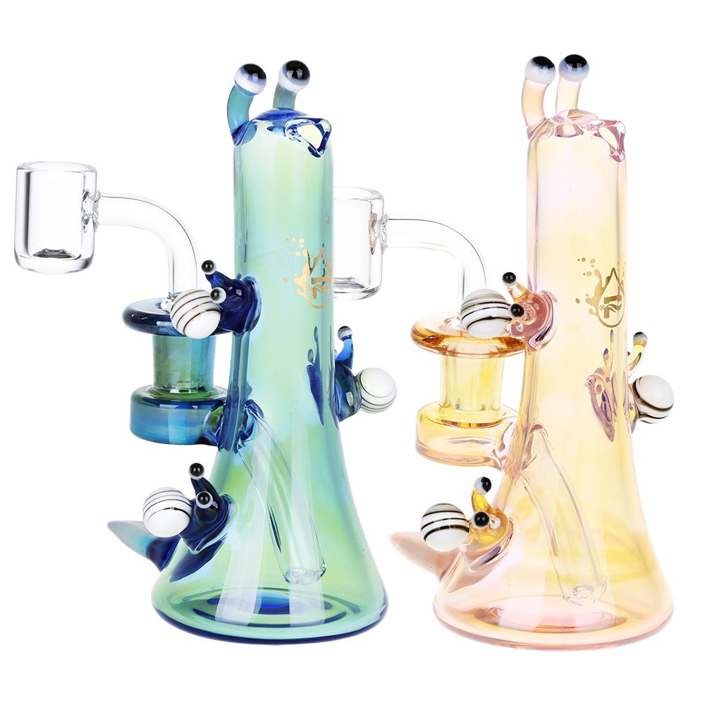 Iridescent Snail Smoochies Glass Dab Rig | 6 Inch Mini Rig - World of Bongs