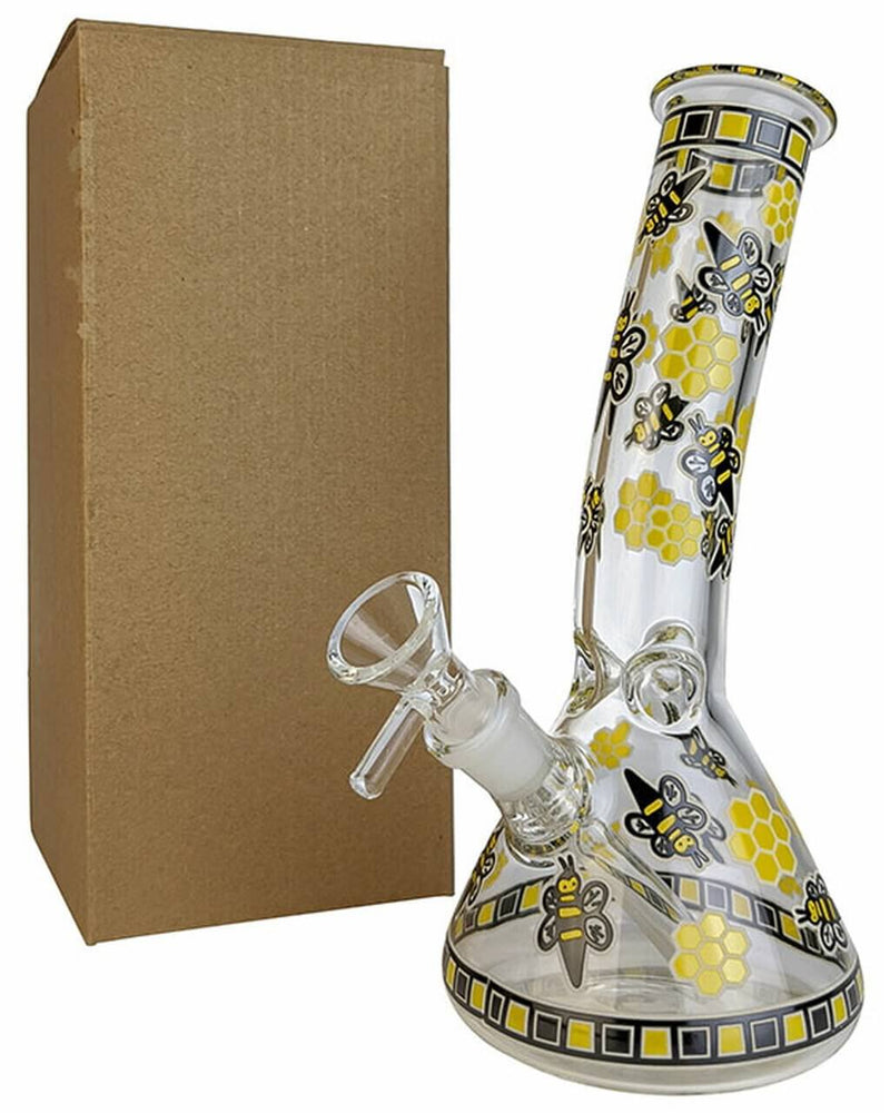 7.5" Honey Bee Bent Beaker Bong - Glow In The Dark - World of Bongs