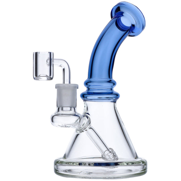 7" Bent Neck Dab Rig Blue | Smooth Dabbing Experience - World of Bongs