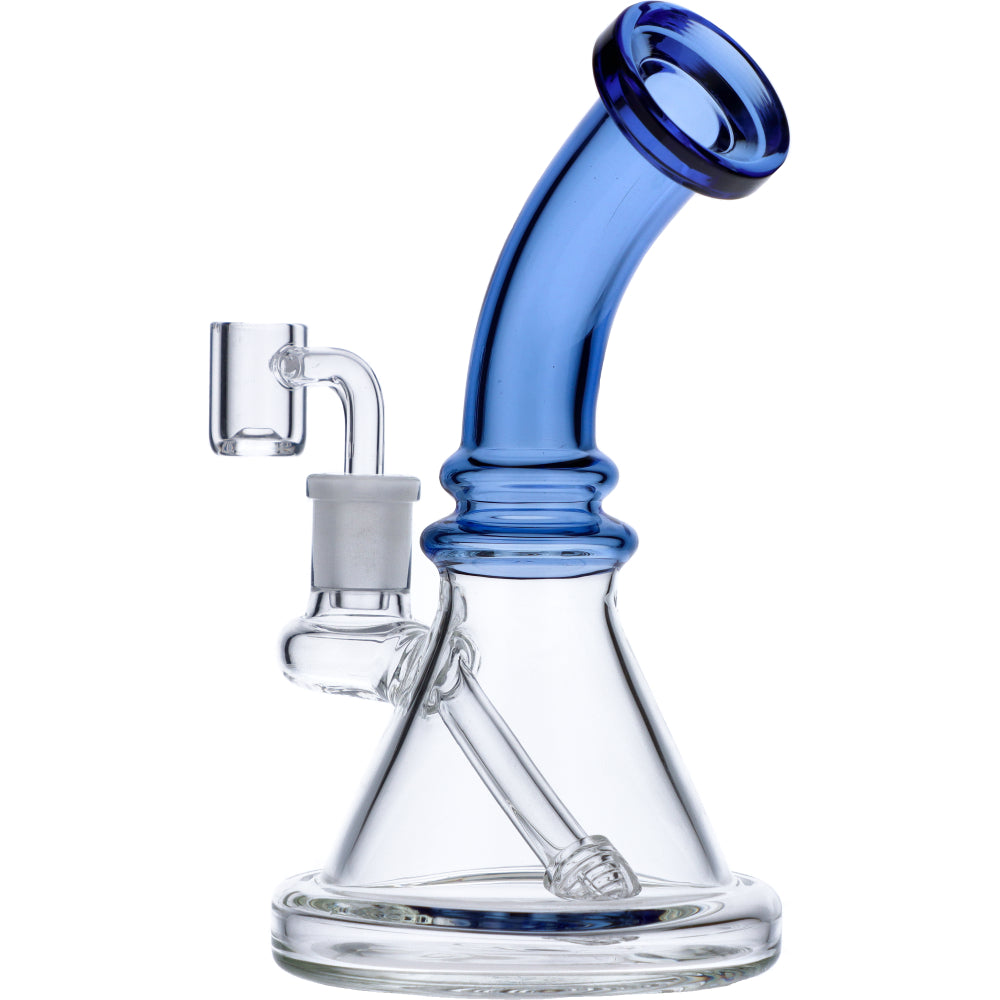 7" Bent Neck Dab Rig Blue | Smooth Dabbing Experience - World of Bongs