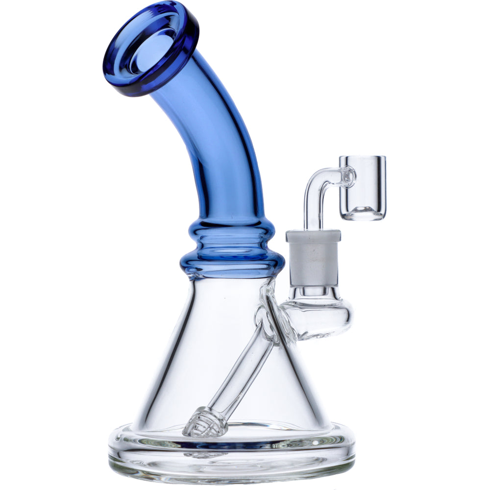7" Bent Neck Dab Rig Blue | Smooth Dabbing Experience - World of Bongs