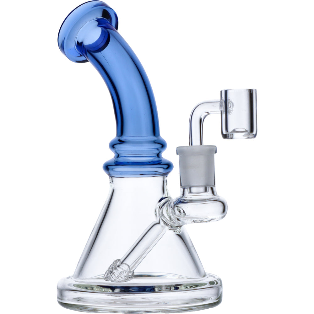 7" Bent Neck Dab Rig Blue | Smooth Dabbing Experience - World of Bongs