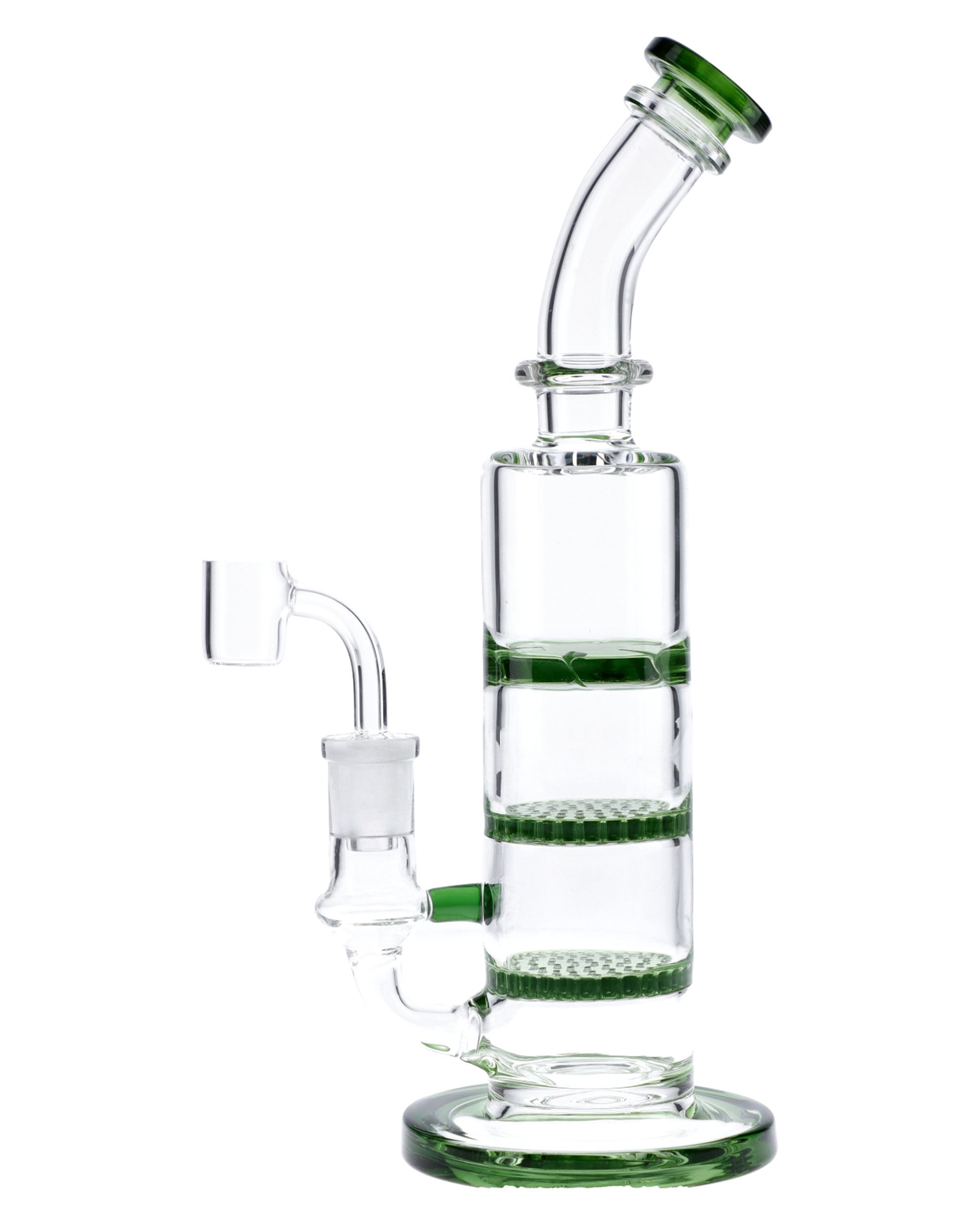 9.5" Bent Neck Dab Rig with Triple Honeycomb Perc | WOB - World of Bongs